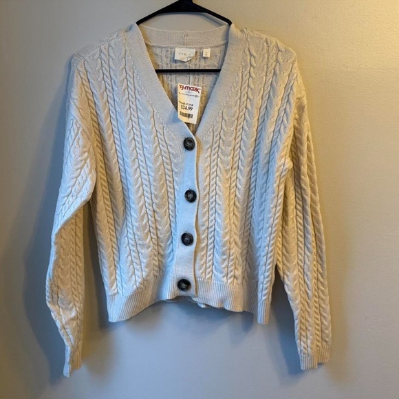 Cyrus | Sweaters | Nwt Cyrus Cream White Cable Knit Sweater Cardigan ...
